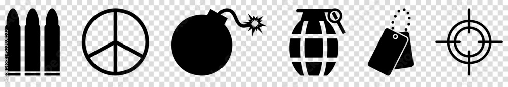 Set of army and military icons. Vector illustration isolated on ...