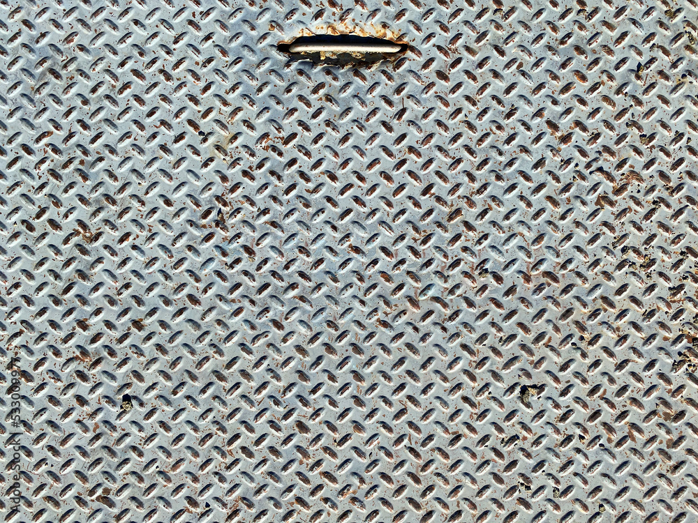 rusted diamond plate steel door lid iron ridged ship floor trapdoor ...