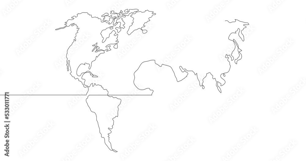 Animation of an image drawn with a continuous line. Schematic map of ...