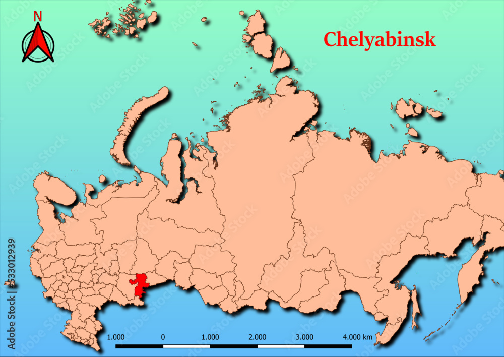 Vector Map of Russia with map of Chelyabinsk county highlighted in red ...