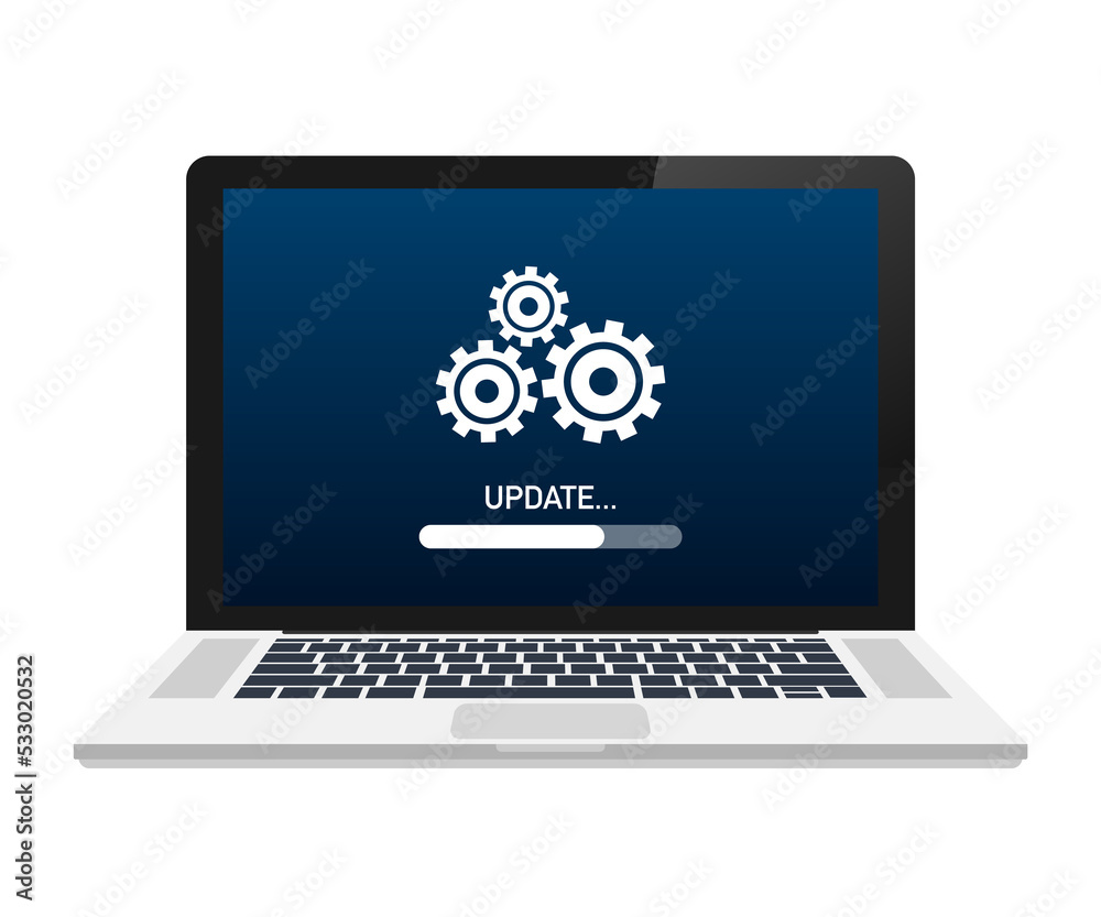 System software update, data update or synchronize with progress bar on ...