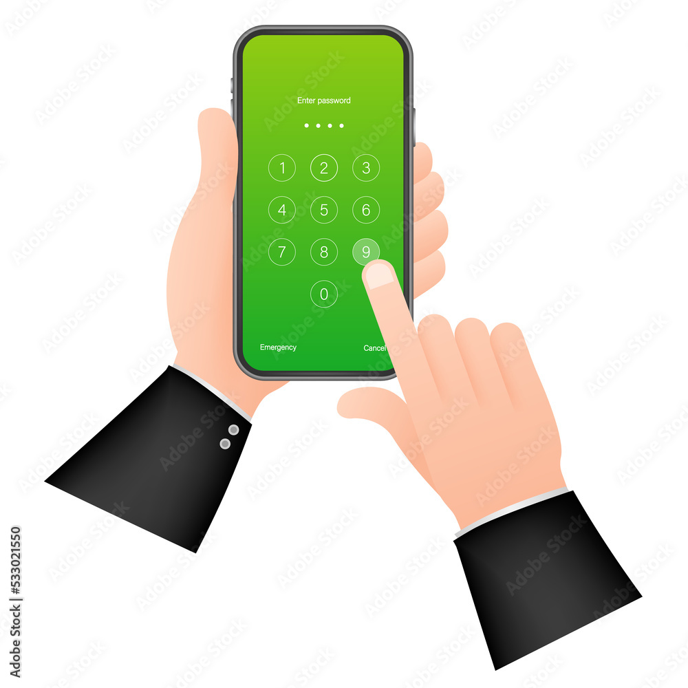 Screen lock authentication password smartphone background template. Illustration of phone ID ...