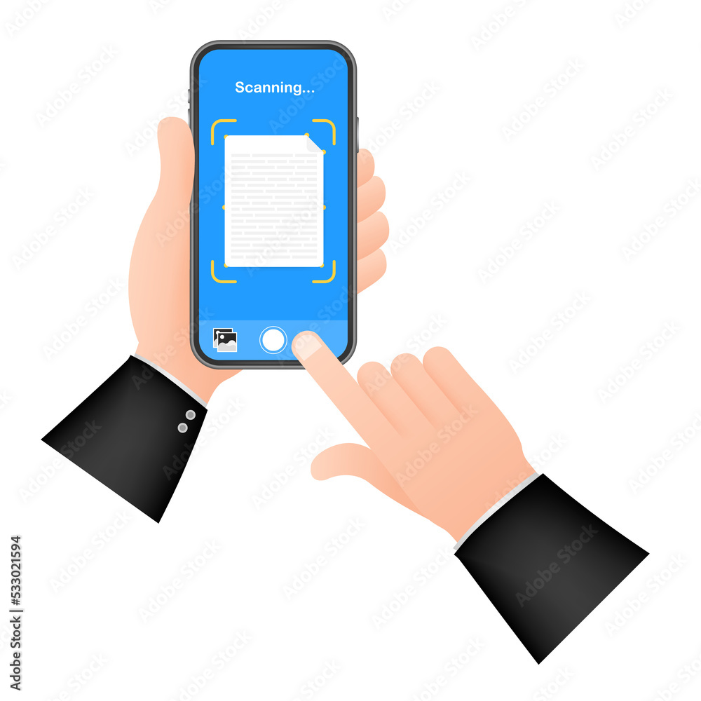 Text scan. Document scanner smartphone interface template Stock Illustration | Adobe Stock