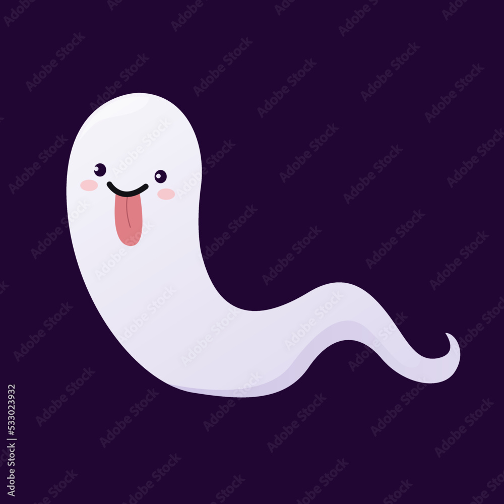 Spooky Halloween cute ghost icon . Fly phantom spirit with scary face ...