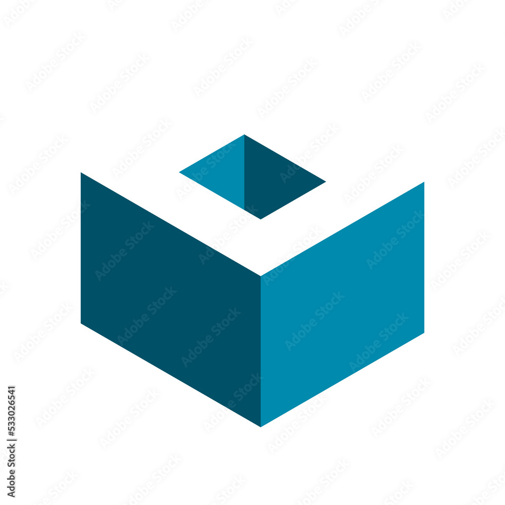 Letter O cube logo. 3D isometric block shape with long shadow effect ...