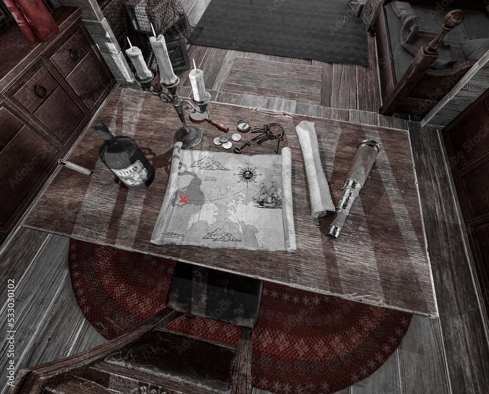 captain table ont the quarter background bird eye view Stock ...