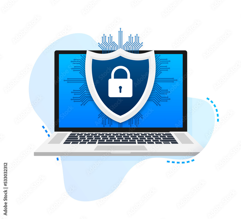 Cyber security logo with shield and check mark. Security shield concept ...