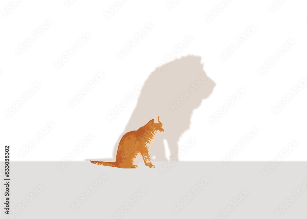 The cat sees itself as a lion. Motivation and positive attitude. Vector ...