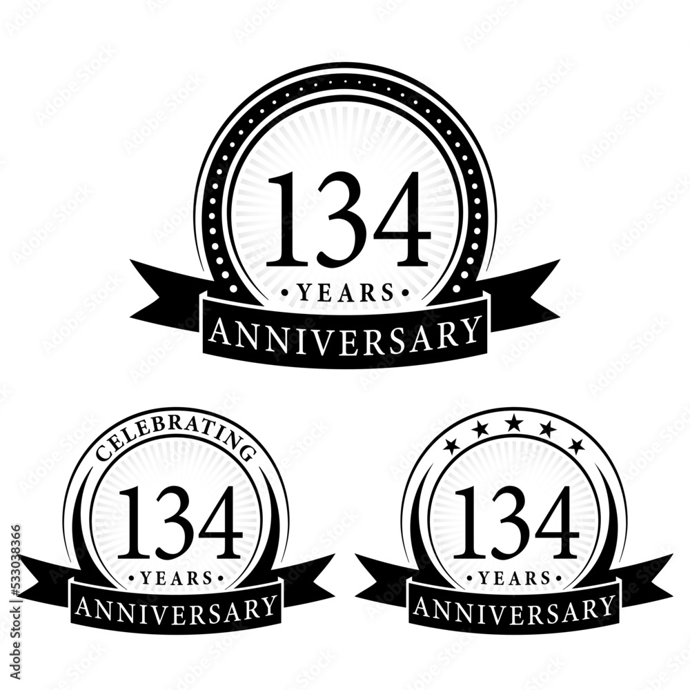 134 years anniversary logo collections. Set of 134th Anniversary ...