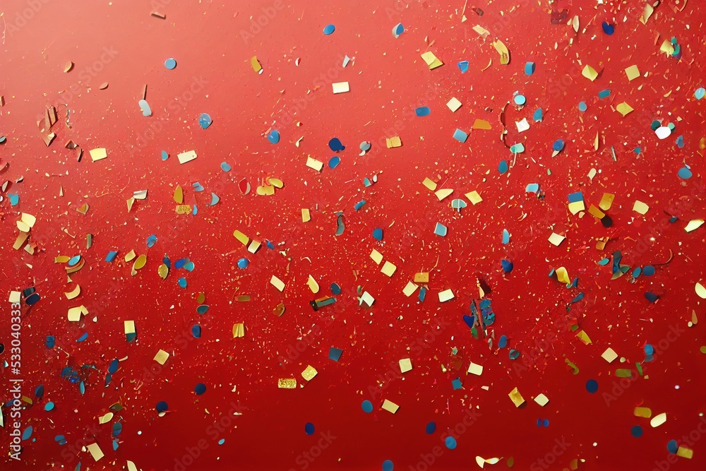 Red background with confetti. Digital illustration Stock Photo | Adobe ...