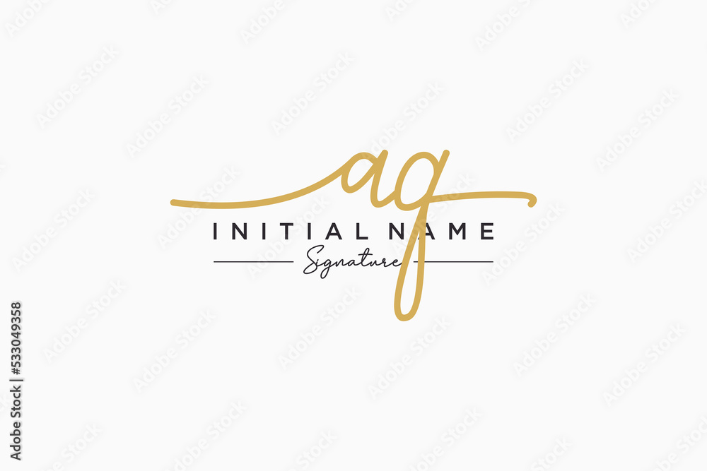 Initial AQ signature logo template vector. Hand drawn Calligraphy ...