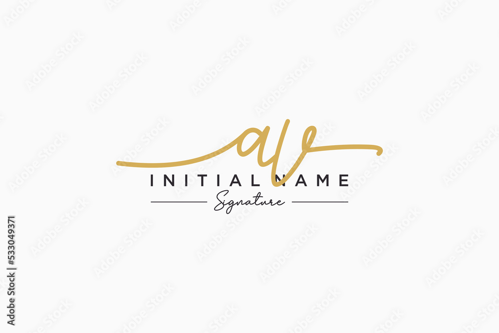 Initial AV signature logo template vector. Hand drawn Calligraphy ...