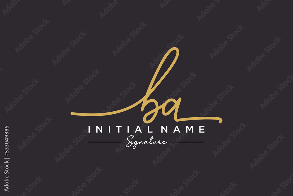 Initial BA signature logo template vector. Hand drawn Calligraphy ...