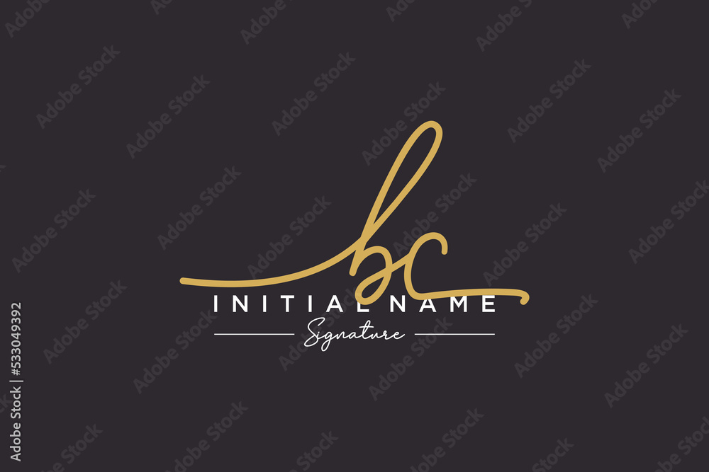 Initial BC signature logo template vector. Hand drawn Calligraphy ...