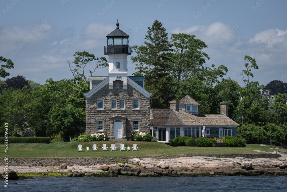 Morgan Point Lighthouse located in Noank, Connecticut, built in 1868 ...