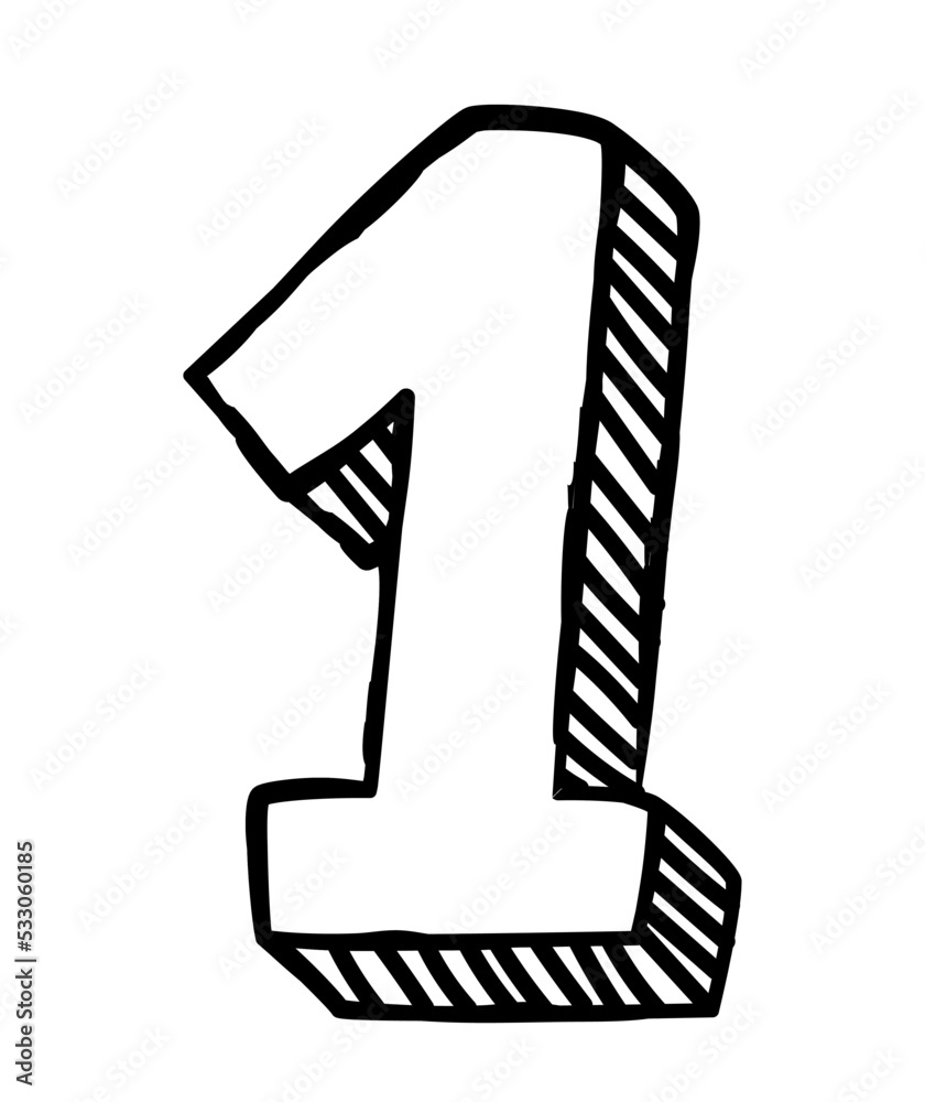 Number one icon. Pencil drawing, minimalistic style. Graphic element ...