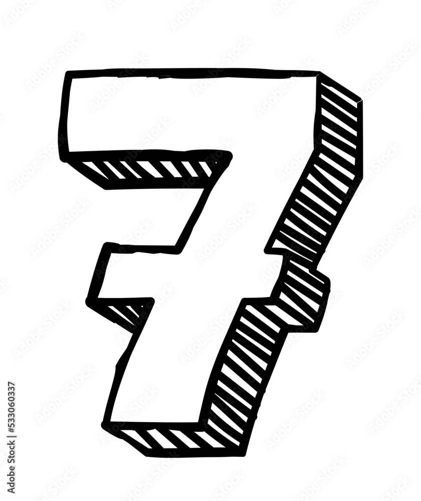 Number seven icon. Sticker for social networks and messengers. Art and ...