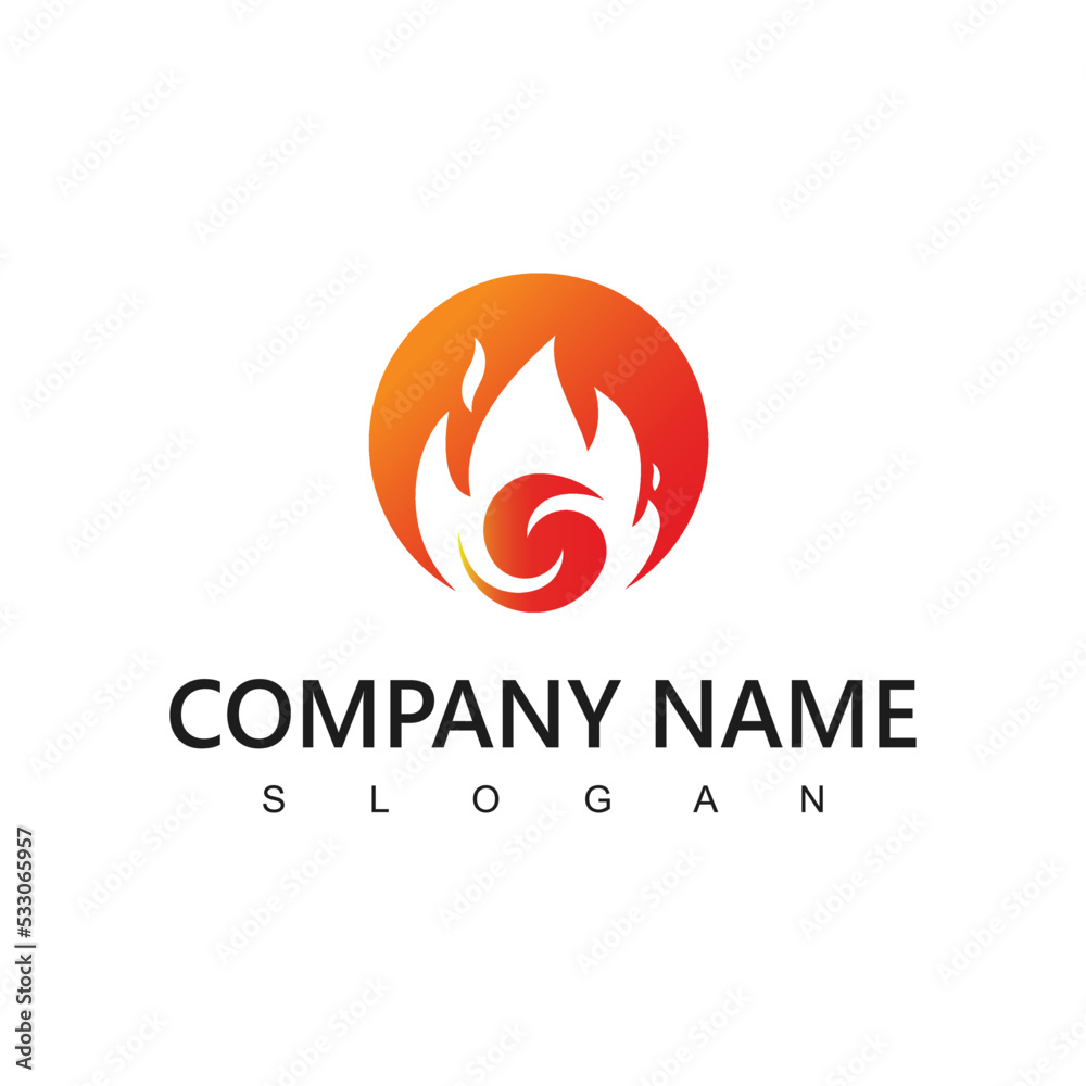 Fire Flame Logo Design Template. Creative Circle Burn Fire Logo Concept ...