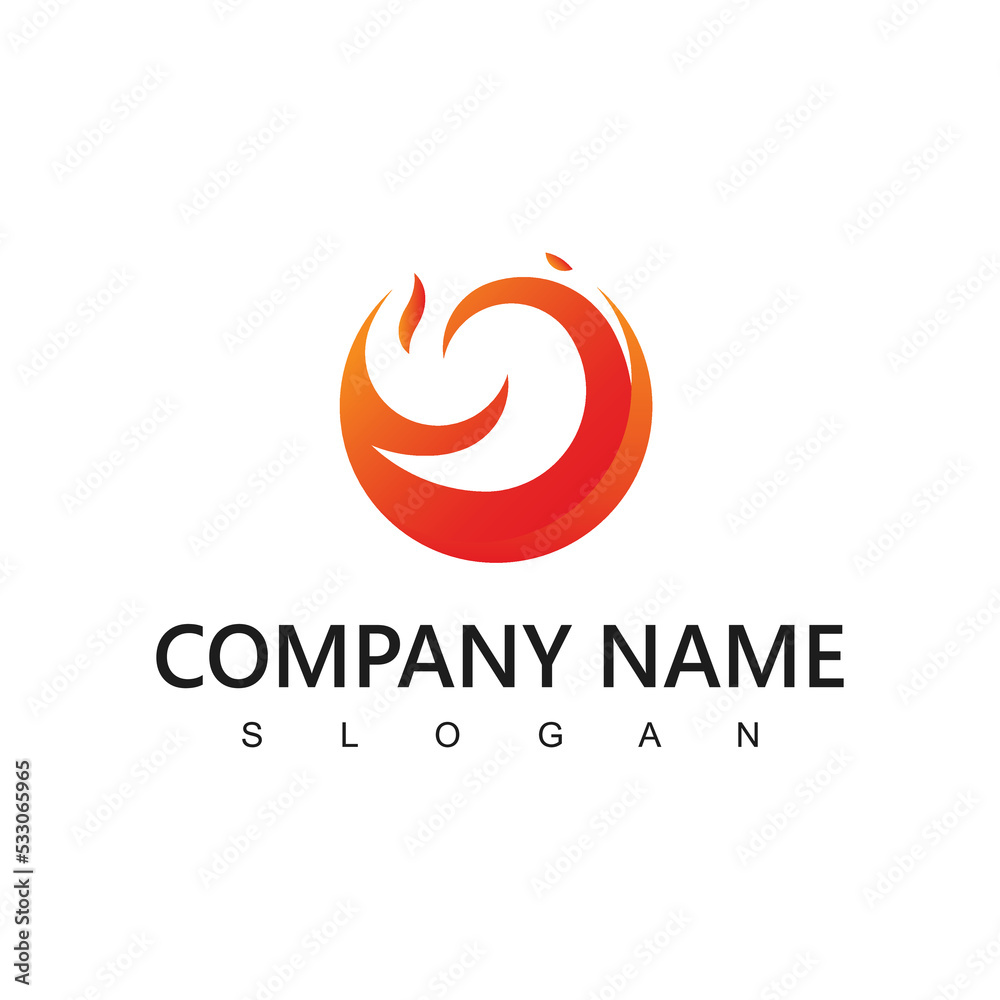 Fire Flame Logo Design Template. Creative Circle Burn Fire Logo Concept ...