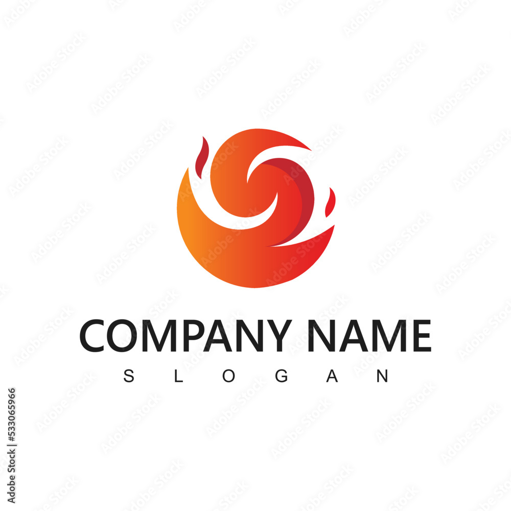 Fire Flame Logo Design Template. Creative Circle Burn Fire Logo Concept ...