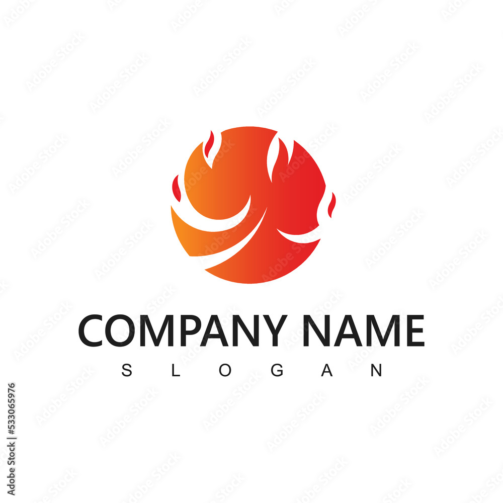 Fire Flame Logo Design Template. Creative Circle Burn Fire Logo Concept ...