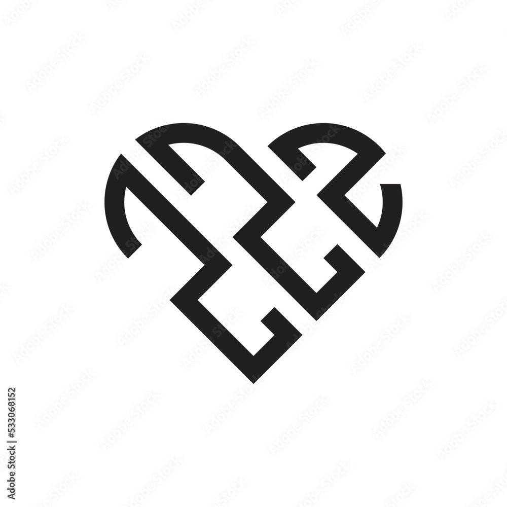 initial three z letter heart outline logo vector Stock Vector | Adobe Stock