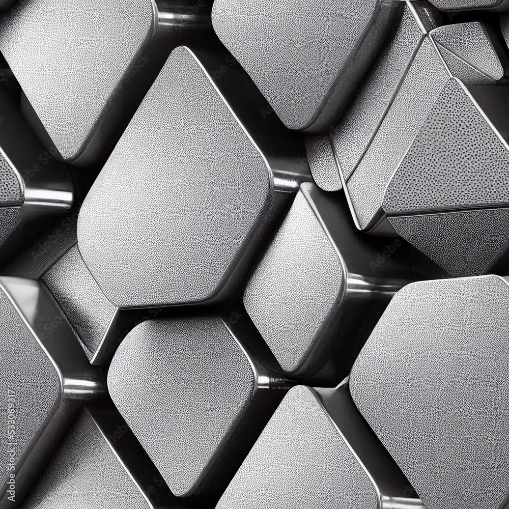 Ayered Hexagon Metal Tiles + Stainless Steel Tube + Futuristic Titanium ...