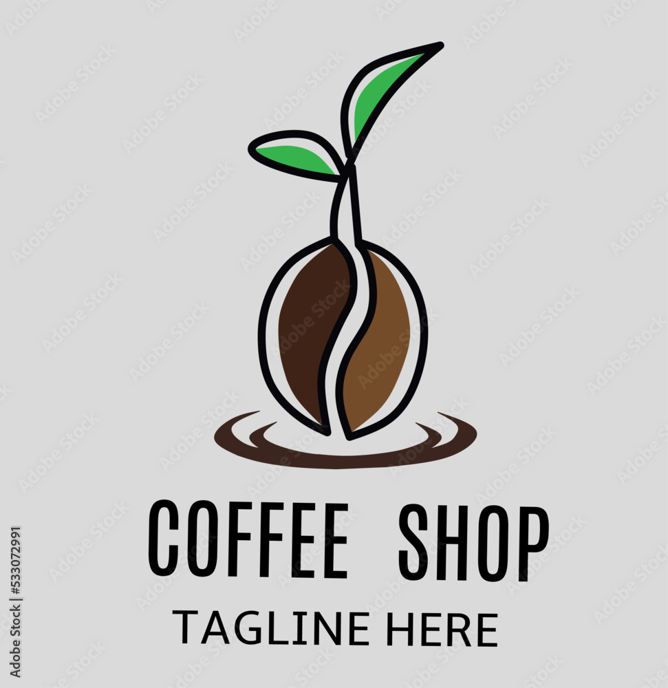 coffee shop logo vector design tagline Stock Vector | Adobe Stock