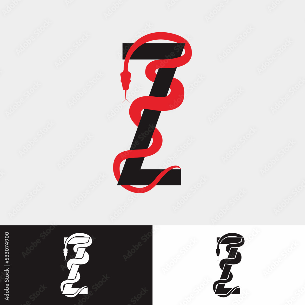 Snake wrapped around the letter Z for an initial logo, symbol, and ...