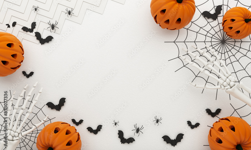 Happy Halloween party posters with spider web bat with pumpkins in ...