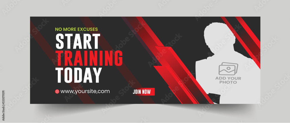 Fitness gym exercise Facebook cover and gym web banner template ...