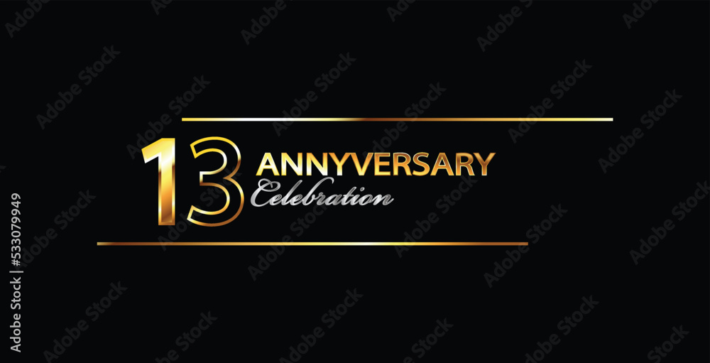 13 Year Anniversary celebration Vector Design. 13th Anniversary ...