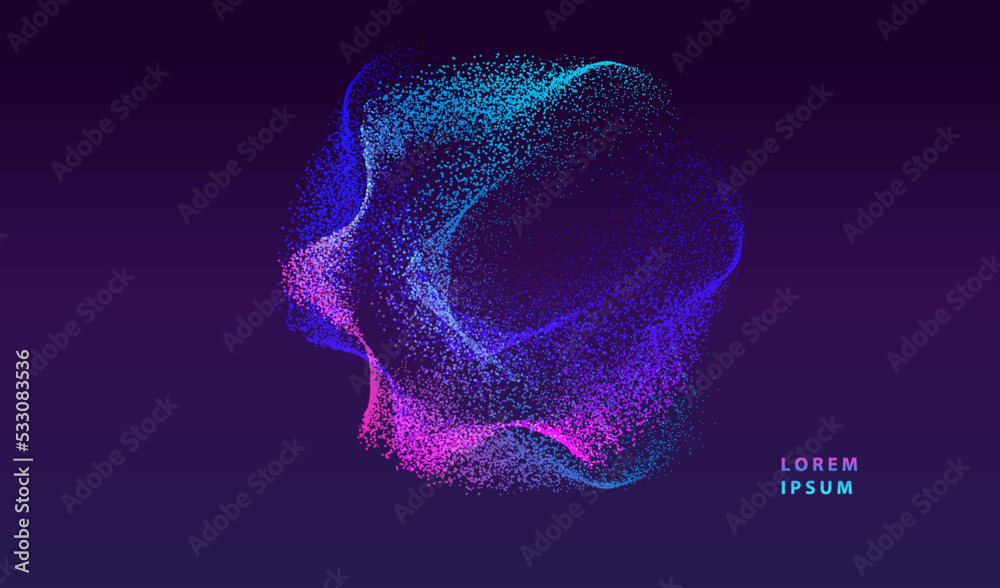 Liquid dots glowing abstract background. Neon explosion splash surface ...