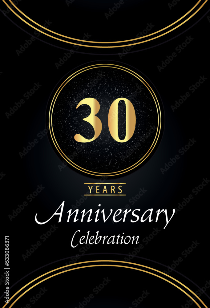 30 years anniversary celebration logo with silver dotted and golden ...