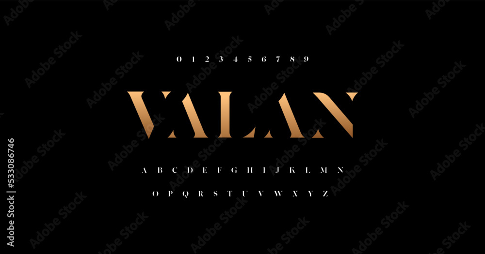 Valan Elegant alphabet letters font and number. Typography luxury ...