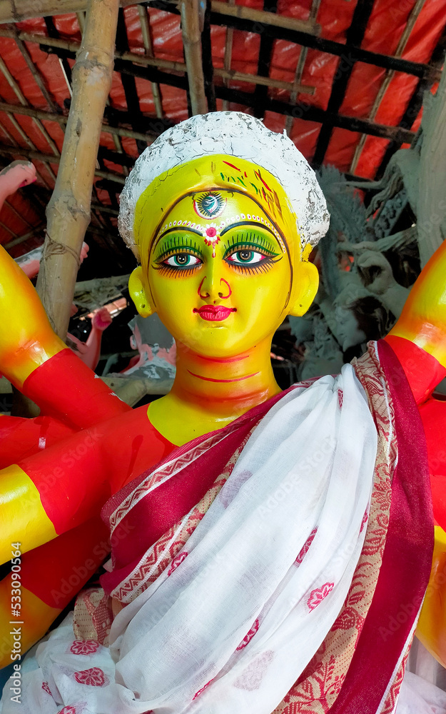 Making of Goddess Durga Idol. Durga pratima in Kolkata India. Kolkata ...