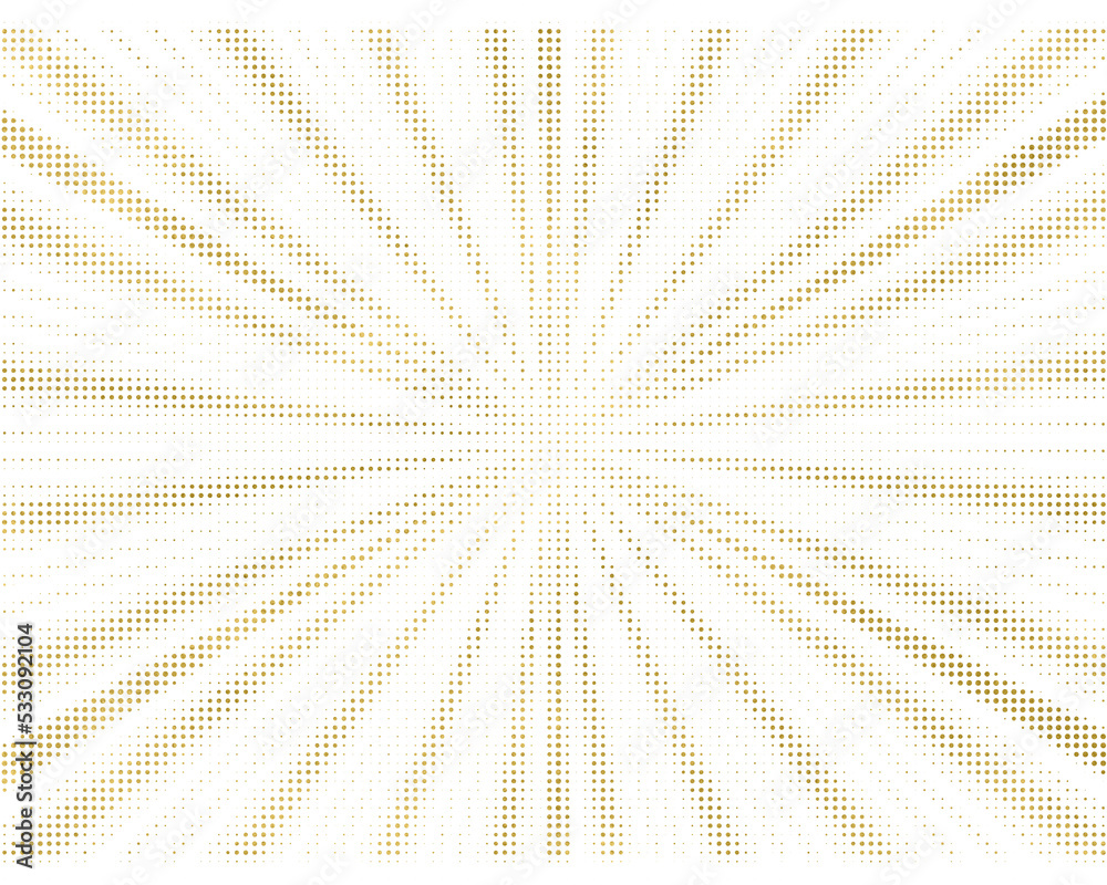Golden halftone, pop art, starburst. Gold dotted lines Isolated png ...