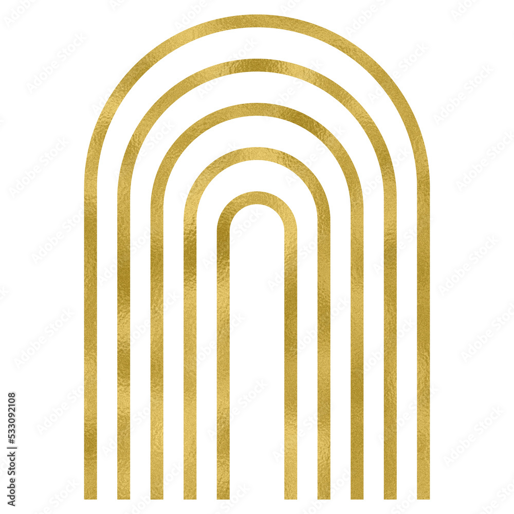 Gold rainbow, portal shape. Golden lines, stripes. Isolated png ...