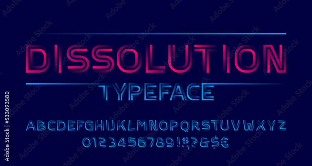 Dissolution alphabet font. Letters and numbers with transparency ...