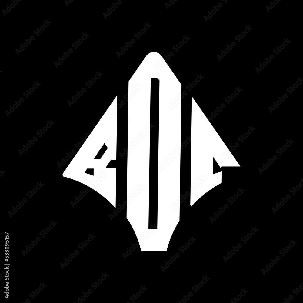 BOC letter logo design. BOC modern letter logo with black background ...