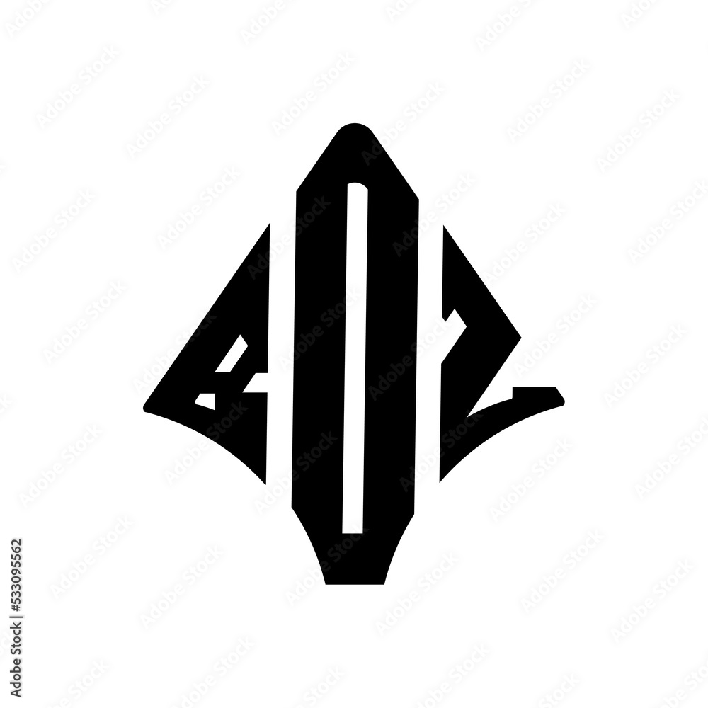 BOZ letter logo design. BOZ modern letter logo with black background ...