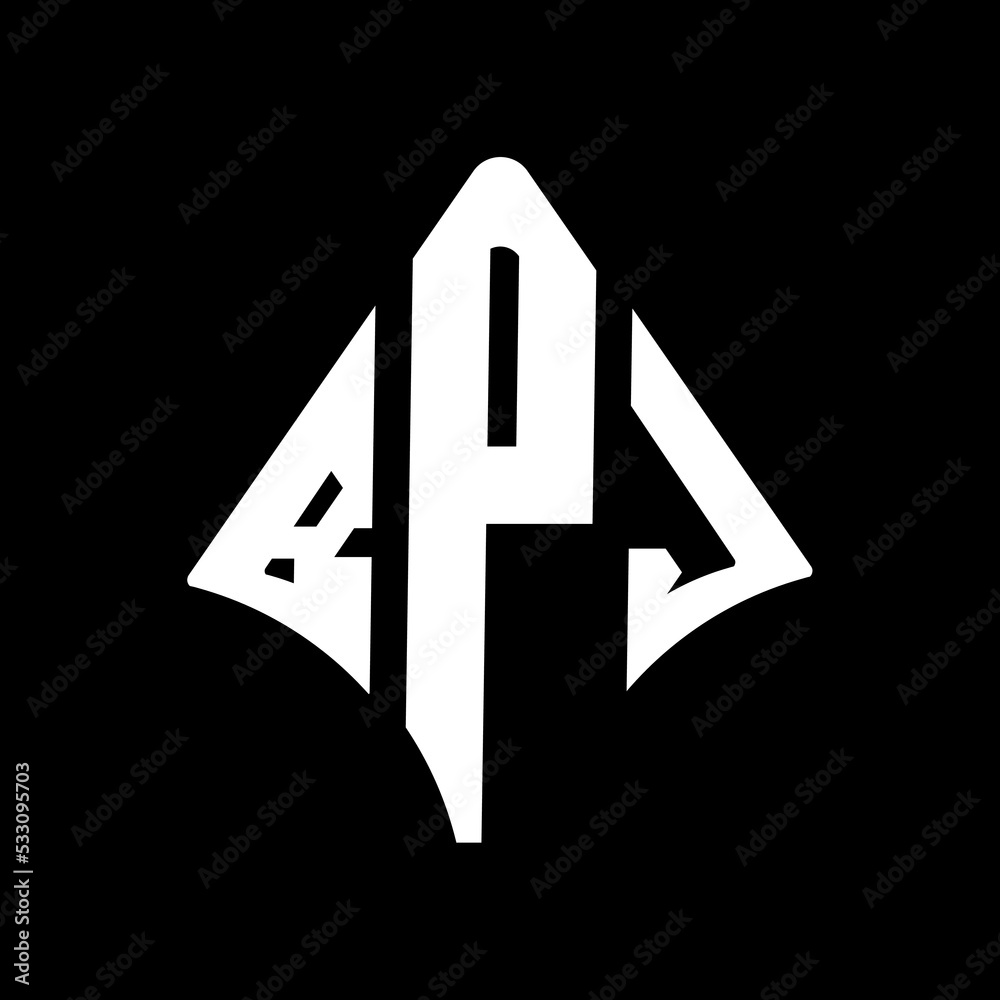 BPJ letter logo design. BPJ modern letter logo with black background ...