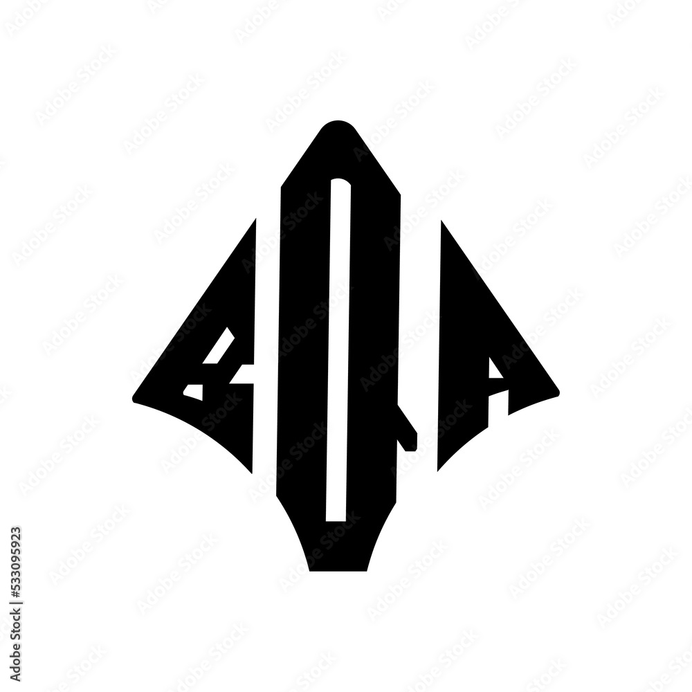 BQA letter logo design. BQA modern letter logo with black background ...