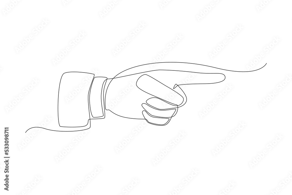 Single one line drawing hand pointing forward. Pointing concept ...