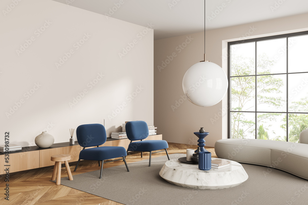 Light relax interior with soft place and drawer with window. Mockup ...