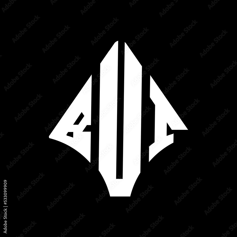 BUI letter logo design. BUI modern letter logo with black background ...