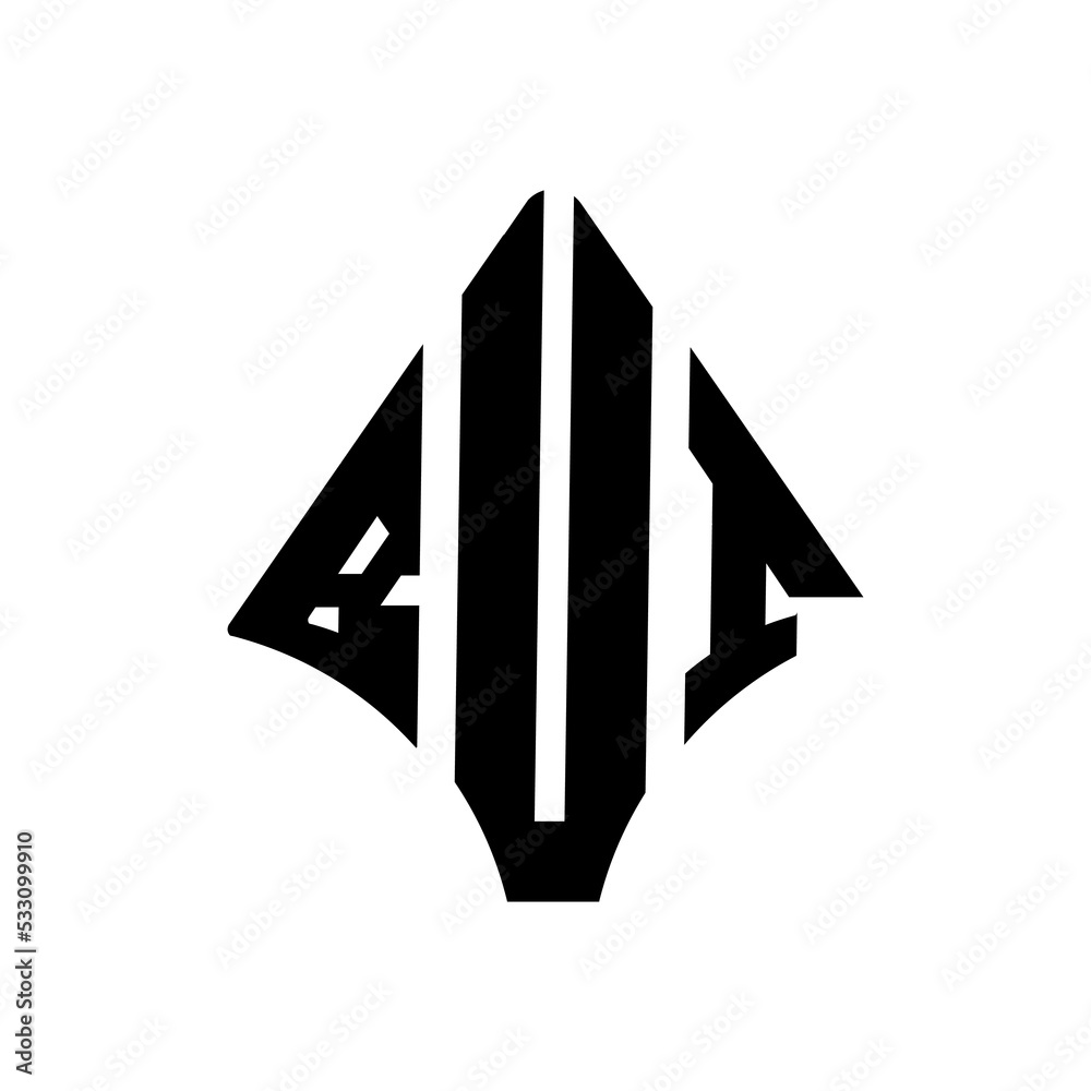 BUI letter logo design. BUI modern letter logo with black background ...