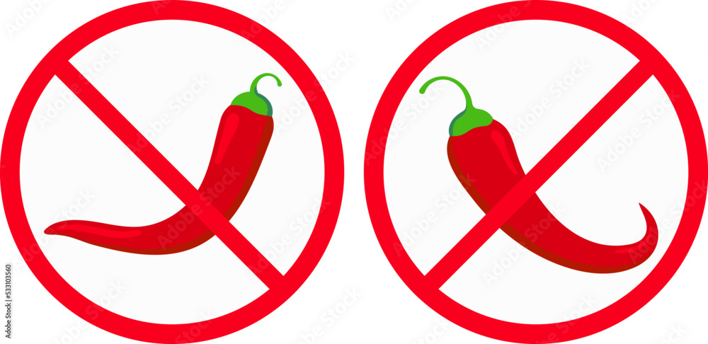 No spicy food - chilli pepper in avoid red crossed circle vector icon ...