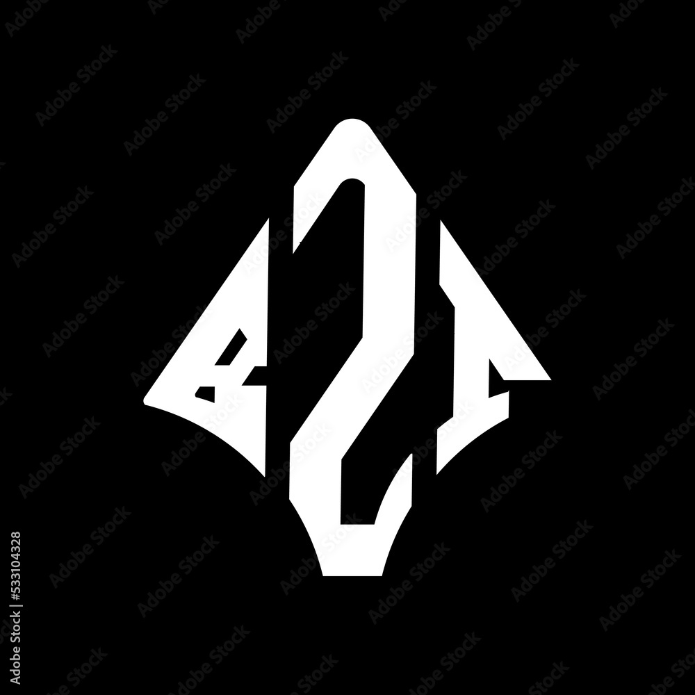 BZI letter logo design. BZI modern letter logo with black background ...