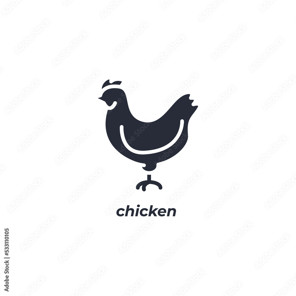 Vector sign chicken symbol is isolated on a white background. icon ...